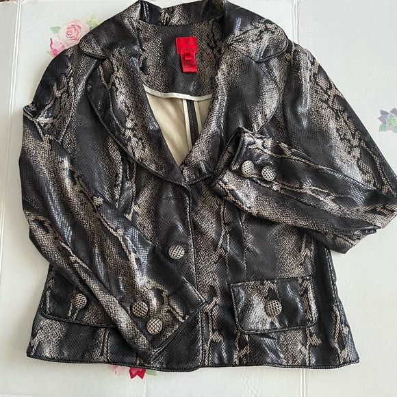 V Cristina | Jackets & Coats | V Cristina Faux Leather Snake Jacket ...